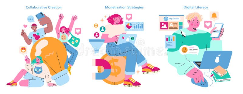 Social Media Dynamics Set. Vector Illustration Stock Vector ...