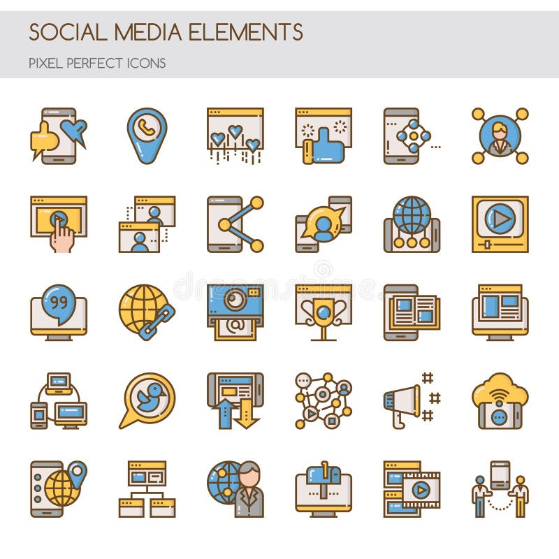 Social Network Elements Set Stock Vector - Illustration of isolated ...