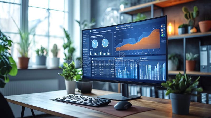 Social Media Expert Analyzing Metrics on Computer Stock Illustration ...