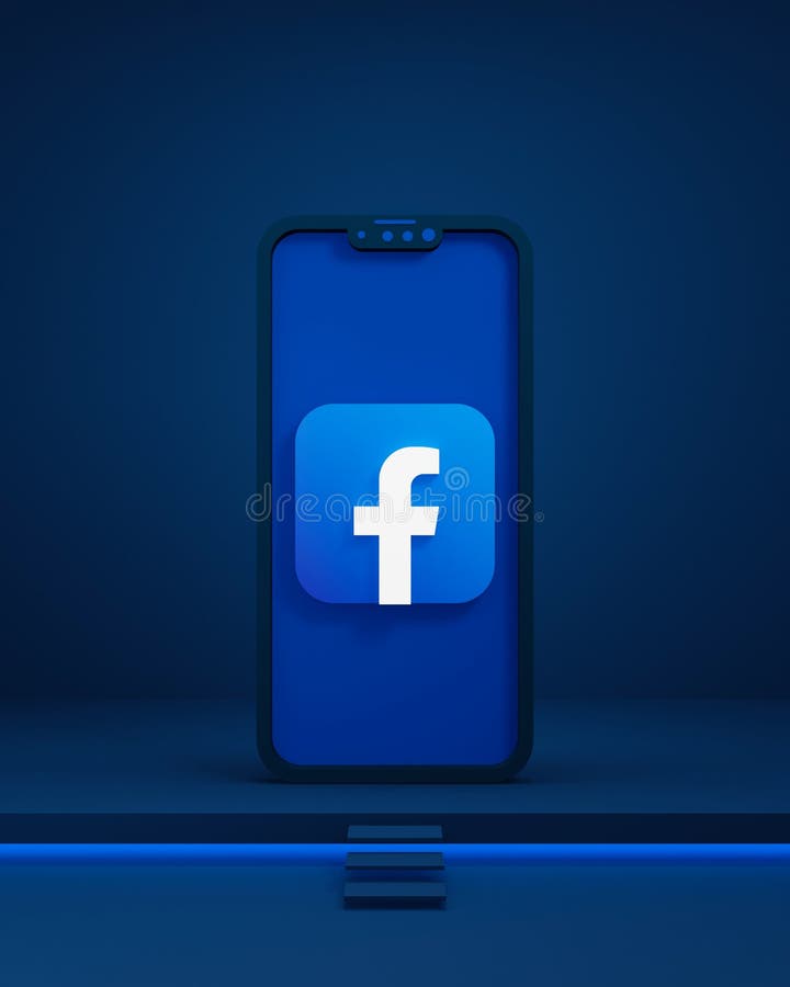 Social Media Facebook Icons with Smartphone 3D Rendered Editorial Image ...