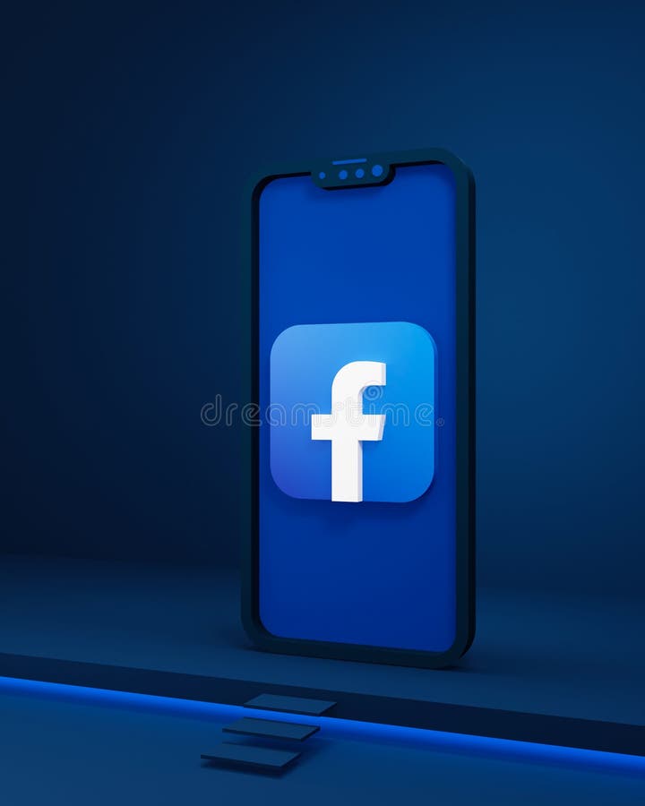 Social Media Facebook Icons with Smartphone 3D Rendered Editorial Stock ...