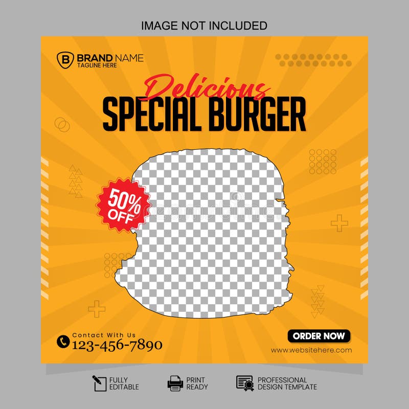 Social Media Fast Food Post Template Design Stock Vector - Illustration ...