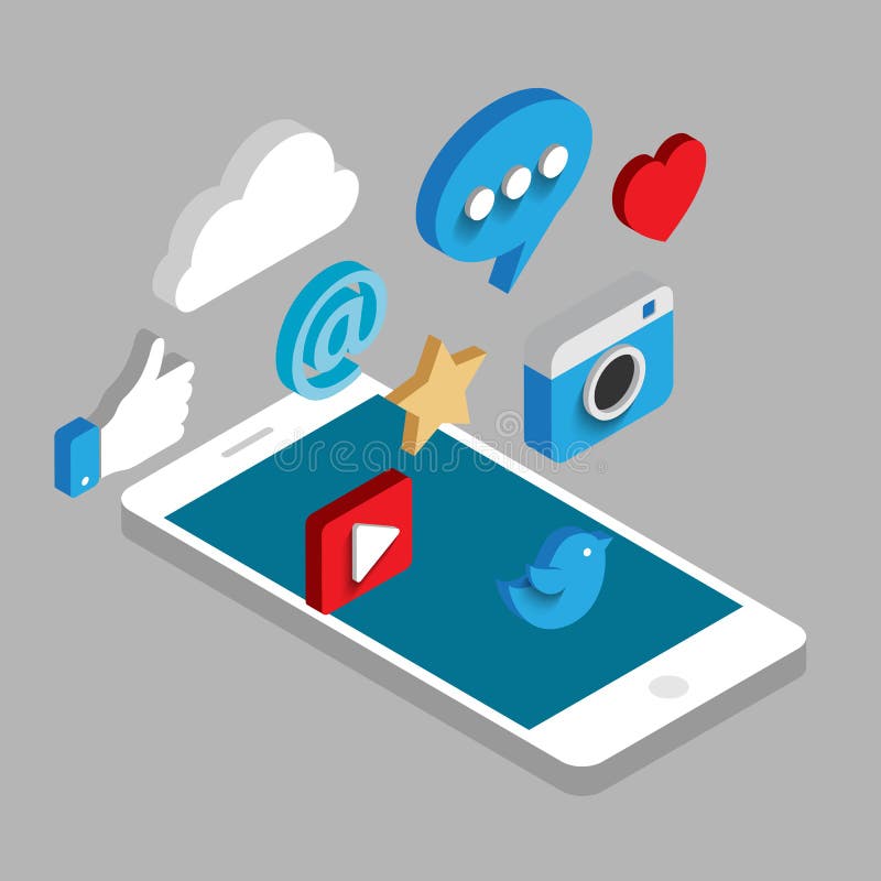 Chat Message Social Media Flat 3d Isometric Concept Vector Stock Vector Illustration Of Banner