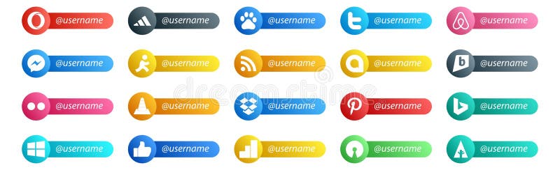 20 Social Media Follow Button. Username and Place for Text Like Bing ...