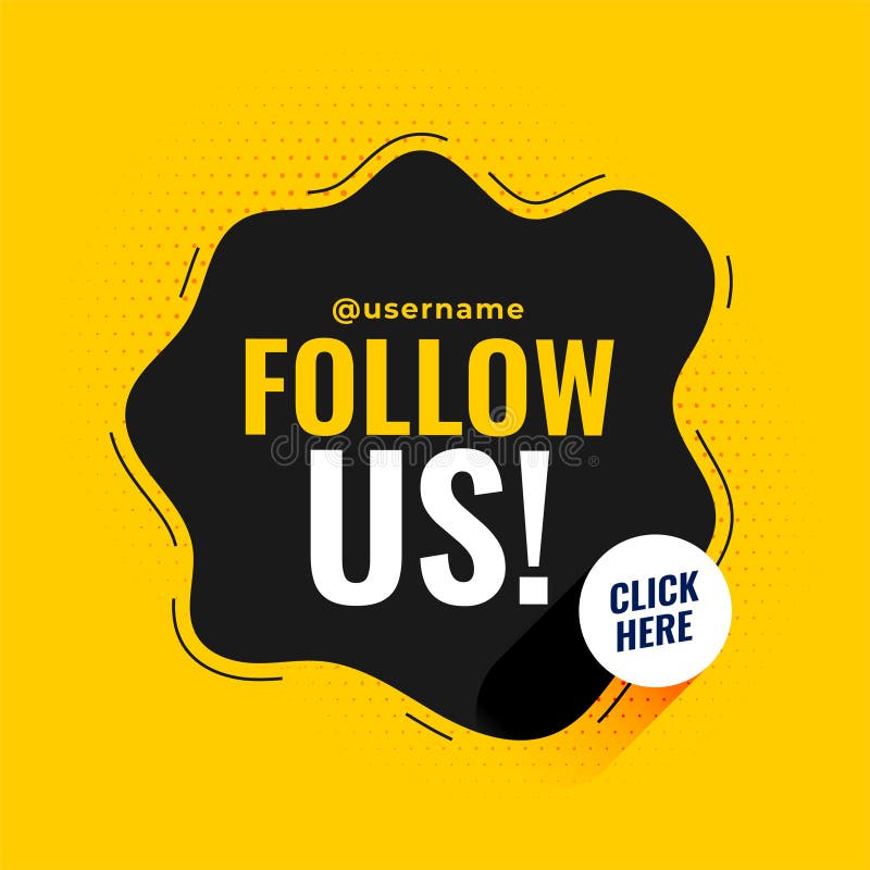Social Media Follow Us Template with Click Here Tag Stock Illustration ...