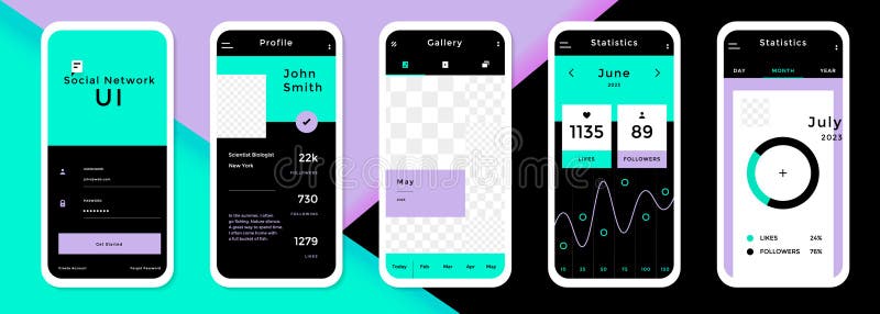 Social Media Frames Template on a Smartphone Screen. Vector ...