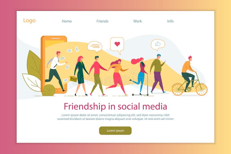 Online Social Media Addiction Flat Vector Concept Stock Vector ...