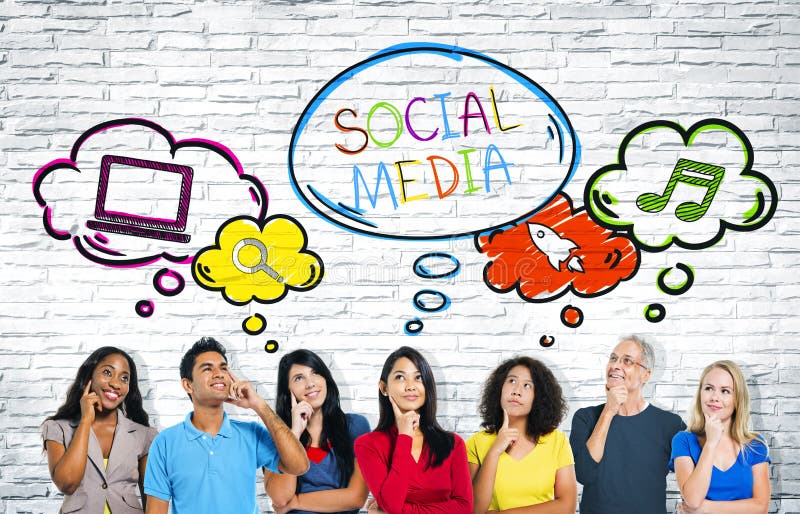 Social Media Global Communications Group Stock Image - Image of ...