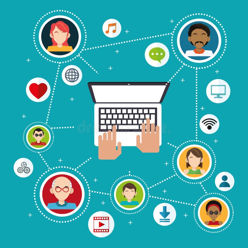 Social Media Group Apps Connection Information Stock Vector ...