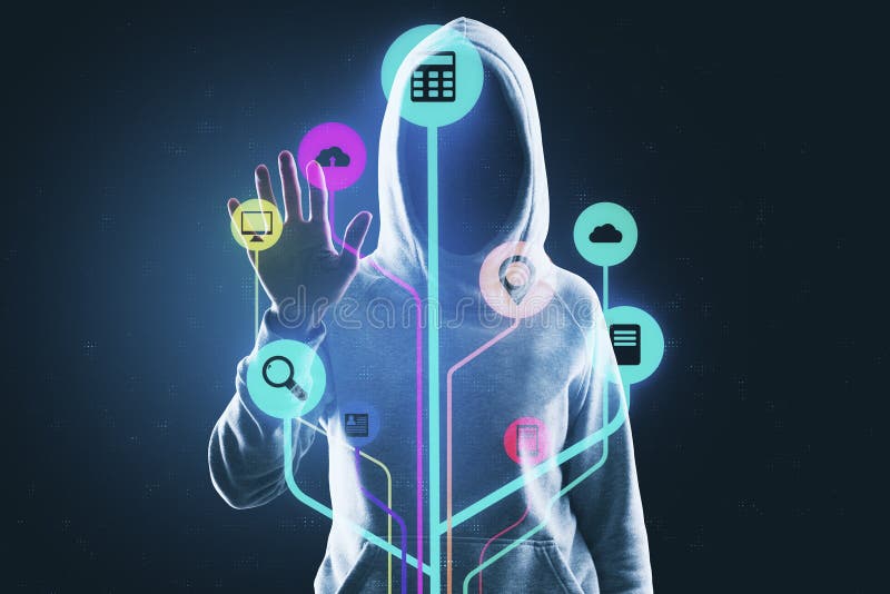 Social Net and Hacking Concept Stock Photo - Image of artificial ...