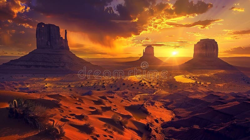 A Desert Landscape. Generated with Ai Stock Illustration - Illustration ...