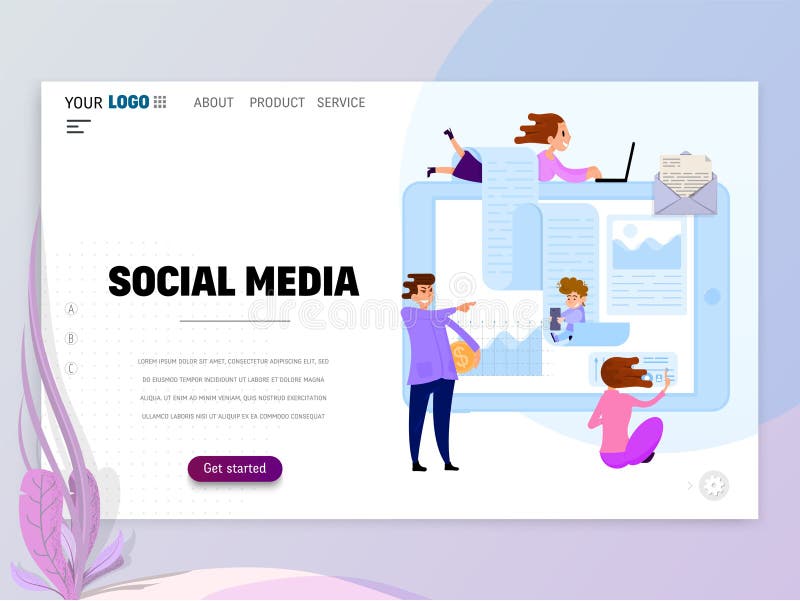 Social Media Homepage Template for Website or Landing Page. Stock ...