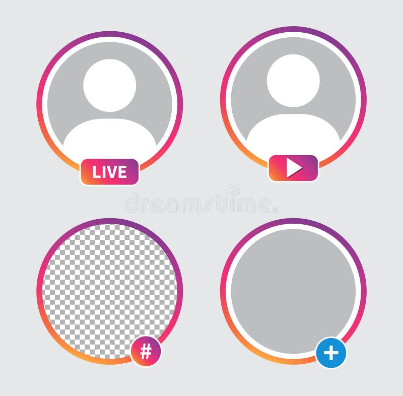 Social Media Icon Avatar. Live Video Streaming. Frame Colorful Gradient ...
