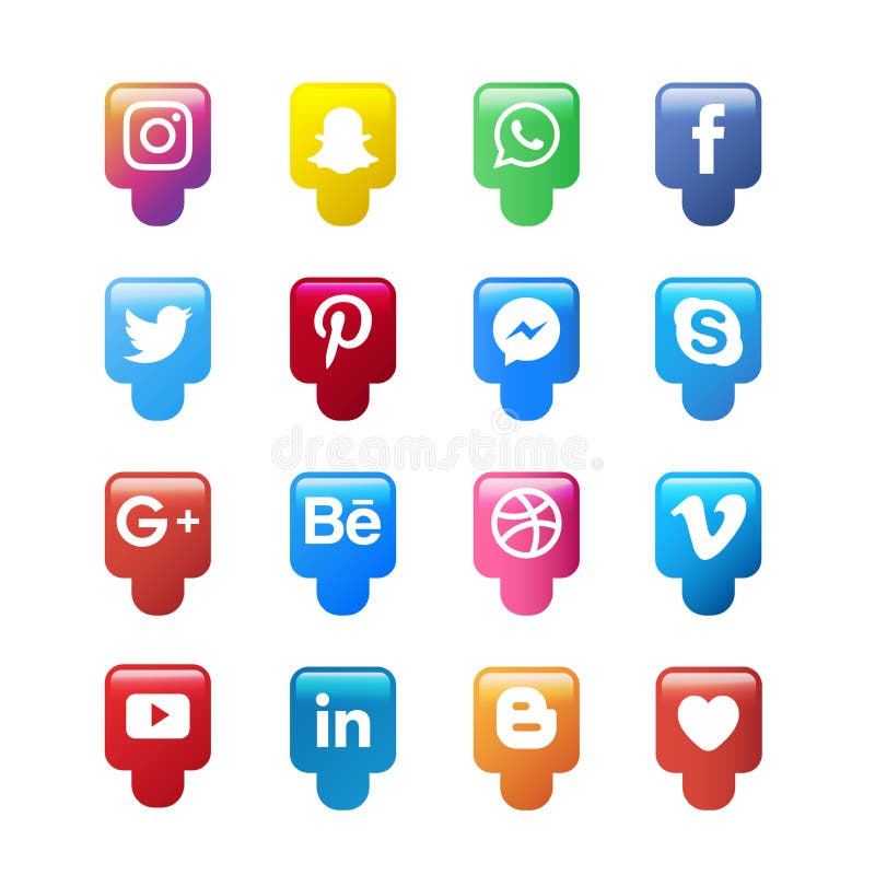 Social Media Icon Collection Editorial Photo - Illustration of ...