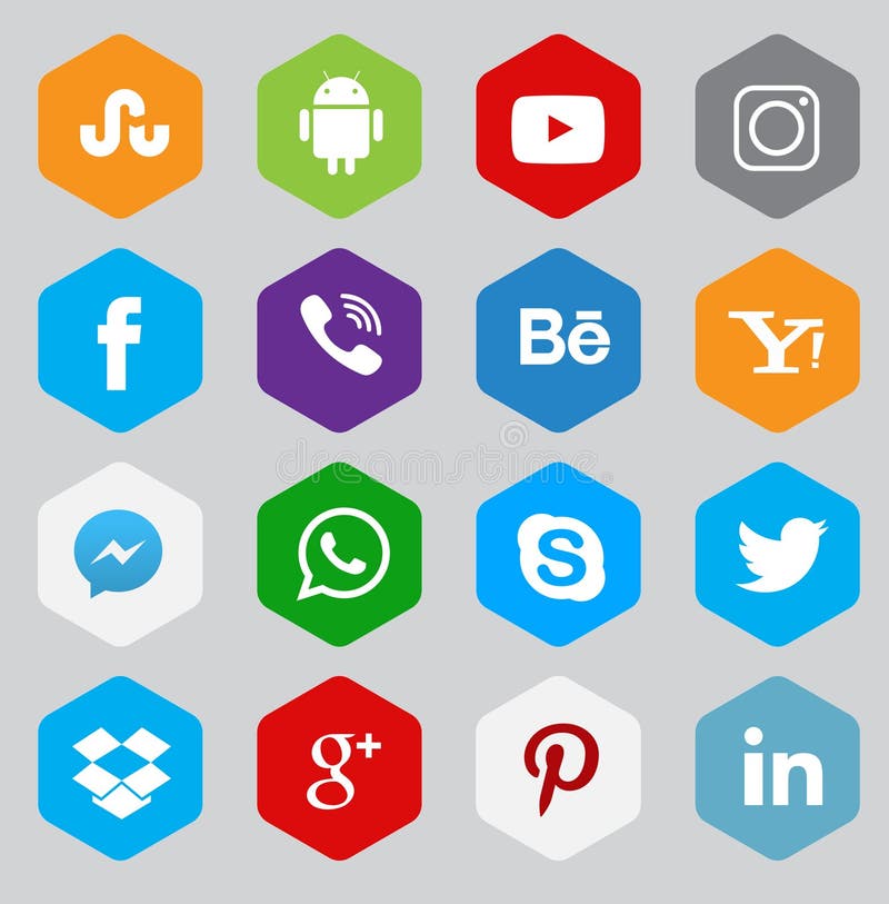 Social Media Icon Collection Buttons Editorial Stock Photo ...