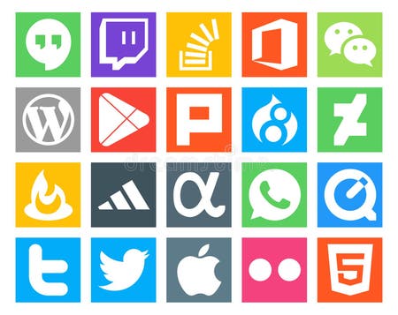20 Social Media Icon Pack Including Adidas. Deviantart. Messenger. Drupal Editorial Image ...