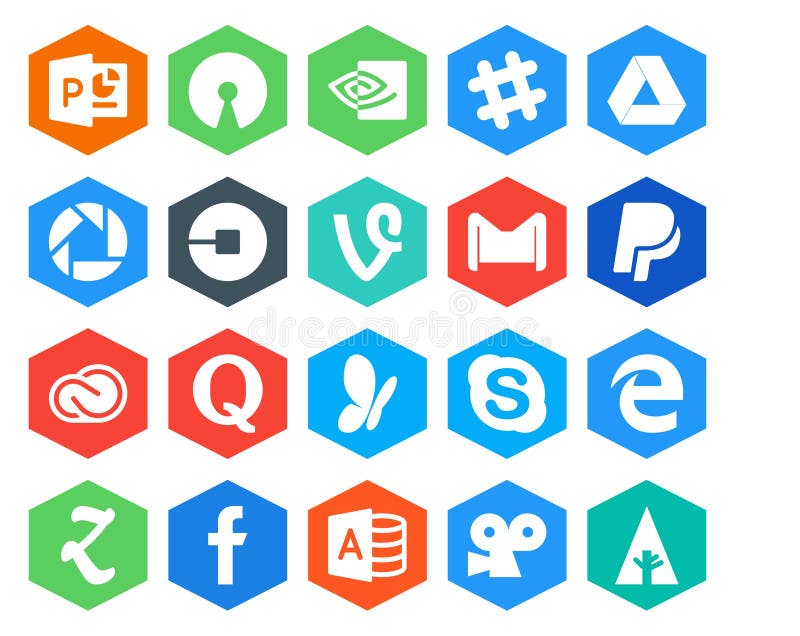 20 Social Media Icon Pack Including Adobe. Creative Cloud. Car. Paypal ...