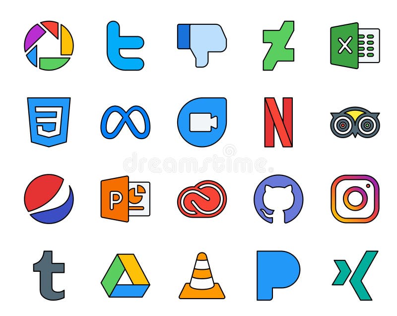 20 Social Media Icon Pack Including Adobe. Creative Cloud. Facebook ...