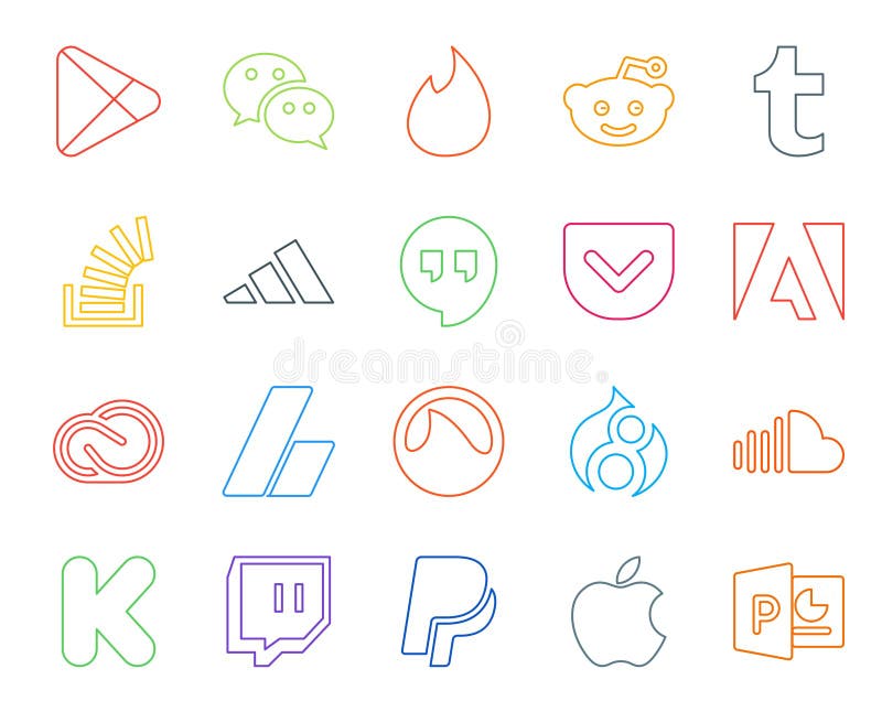 20 Social Media Icon Pack Including Adobe. Creative Cloud. Question ...