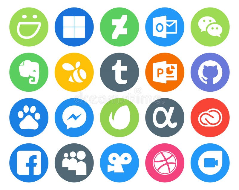 20 Social Media Icon Pack Including Adobe. Creative Cloud. Tumblr. App ...
