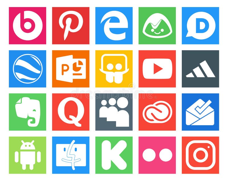 20 Social Media Icon Pack Including Adobe. Creative Cloud. Youtube ...