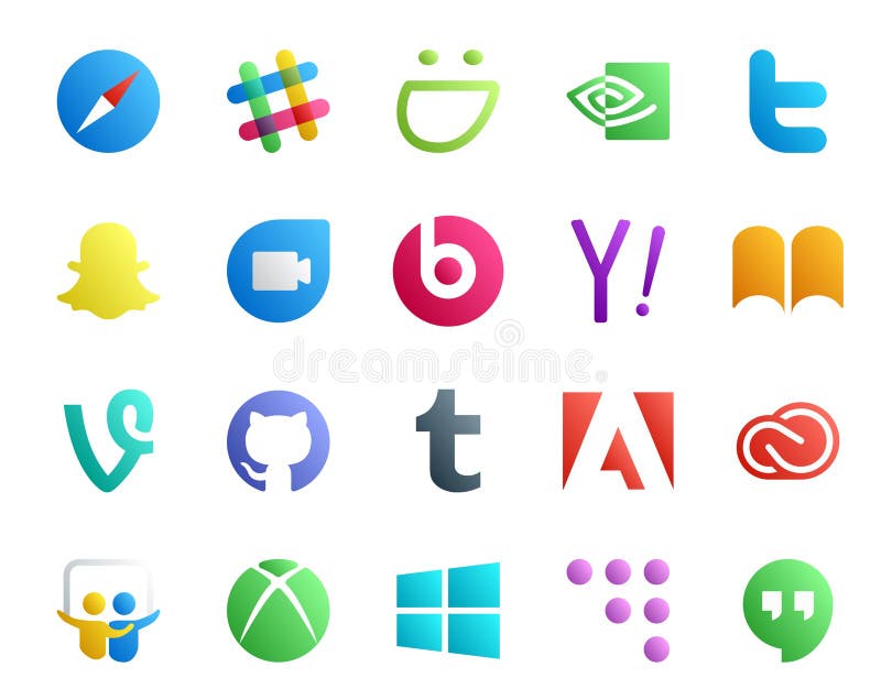 20 Social Media Icon Pack Including Adobe. Github. Snapchat. Vine ...