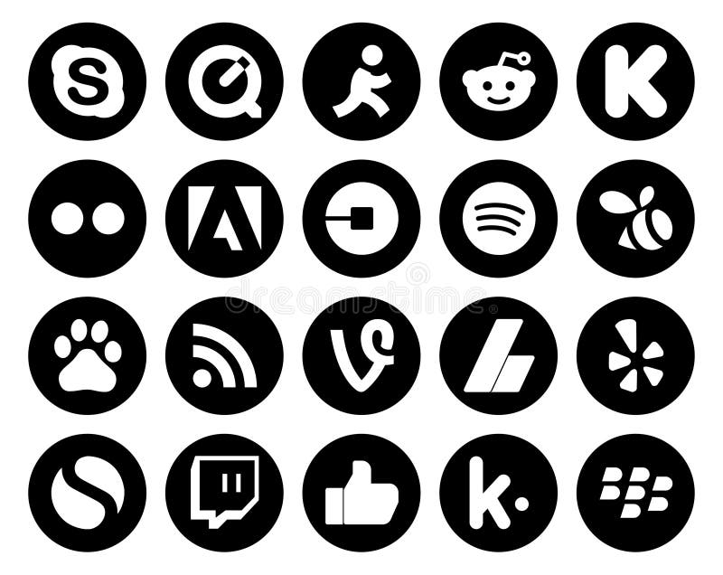 20 Social Media Icon Pack Including Ads. Vine. Uber. Rss Editorial ...