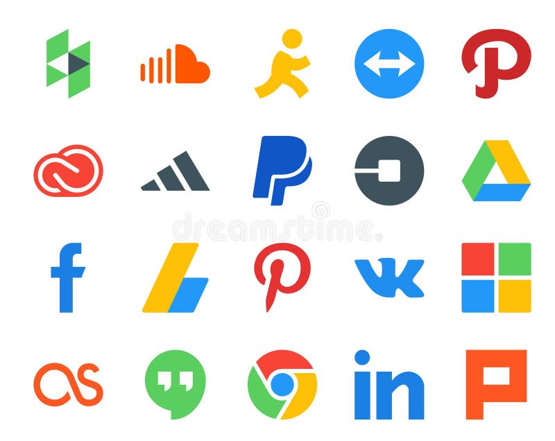 20 Social Media Icon Pack Including Adsense. Google Drive. Cc. Driver ...