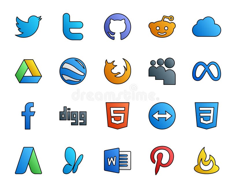 20 Social Media Icon Pack Including Adwords. Teamviewer. Browser. Html ...