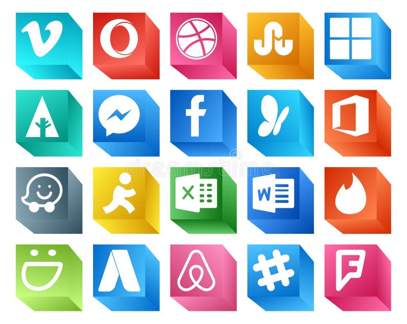 20 Social Media Icon Pack Including Adwords. Tinder. Facebook. Word ...