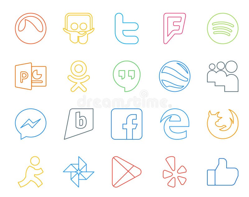20 Social Media Icon Pack Including Aim. Firefox. Hangouts. Edge ...