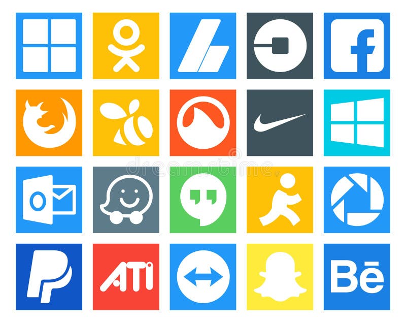 20 Social Media Icon Pack Including Aim. Waze. Firefox. Outlook ...
