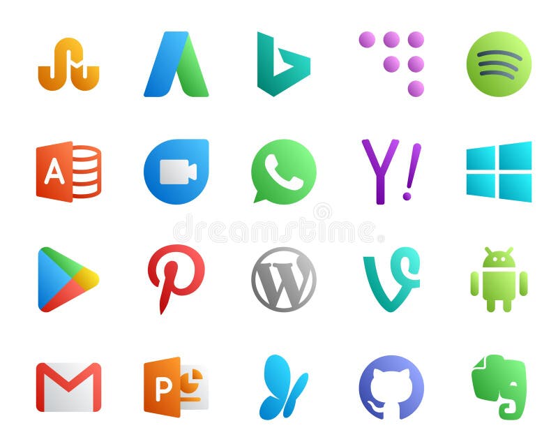 20 Social Media Icon Pack Including Android. Cms. Yahoo. Wordpress ...