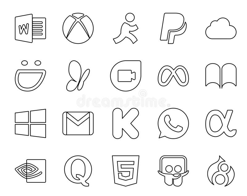 20 Social Media Icon Pack Including App Net. Kickstarter. Meta. Mail ...
