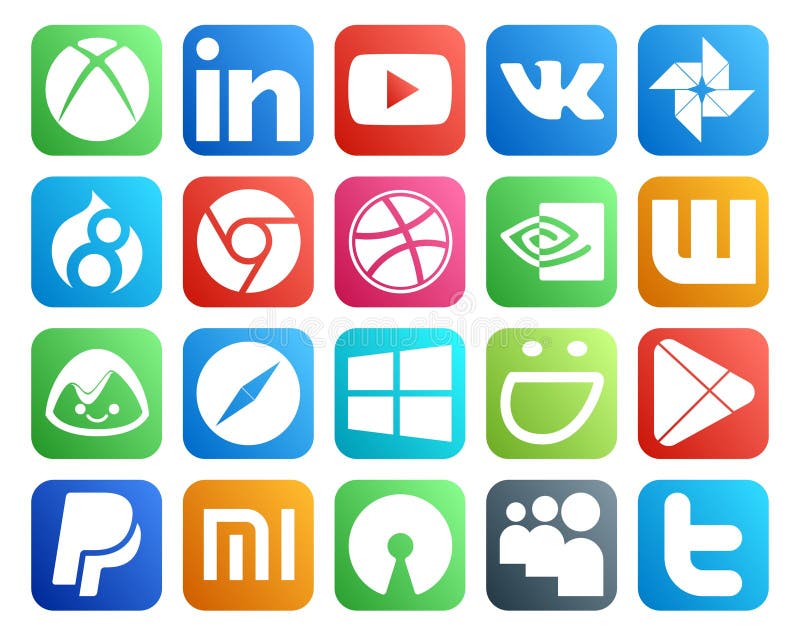 20 Social Media Icon Pack Including Apps. Smugmug. Dribbble. Windows ...