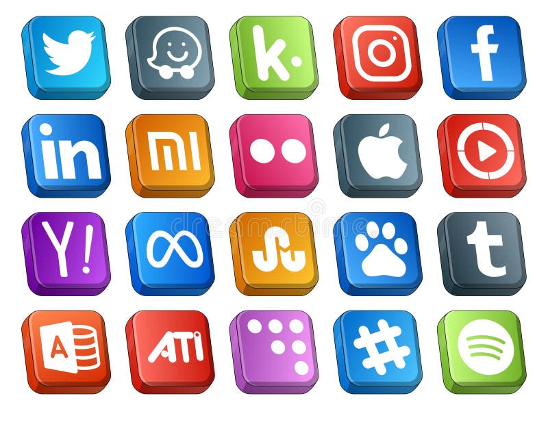 20 Social Media Icon Pack Including Baidu. Facebook. Flickr. Meta ...