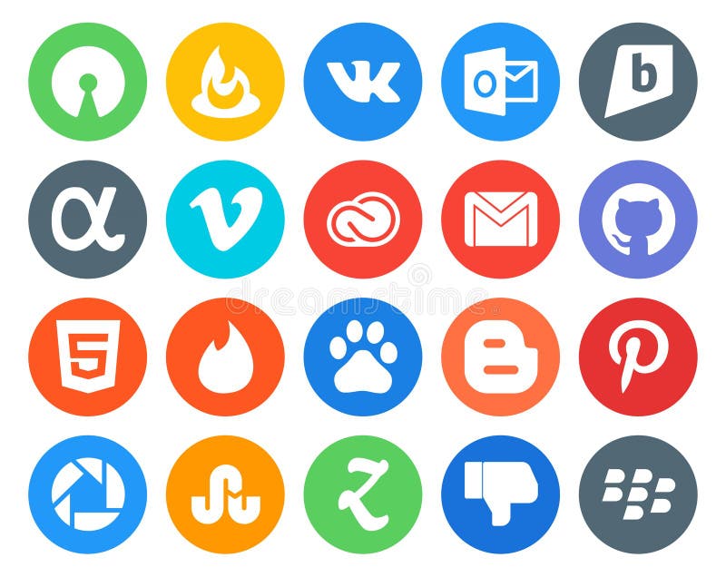 20 Social Media Icon Pack Including Baidu. Html. Creative Cloud. Github ...