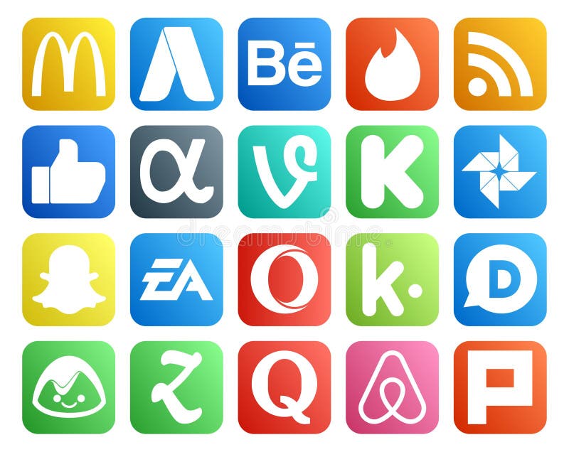 20 Social Media Icon Pack Including Basecamp. Kik. Kickstarter. Opera ...