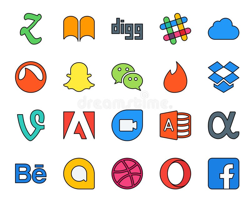 20 Social Media Icon Pack Including Behance. Microsoft Access. Wechat ...
