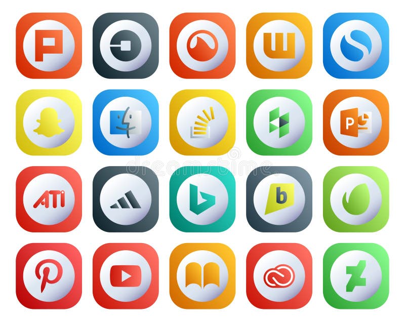 20 Social Media Icon Pack Including Bing. Ati. Finder. Powerpoint ...