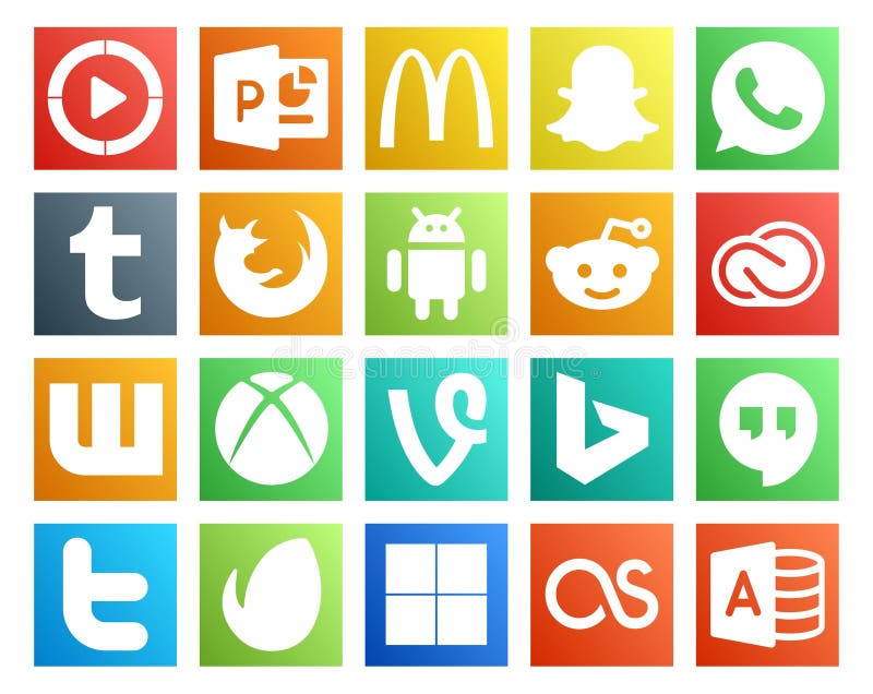20 Social Media Icon Pack Including Bing. Xbox. Browser. Wattpad ...
