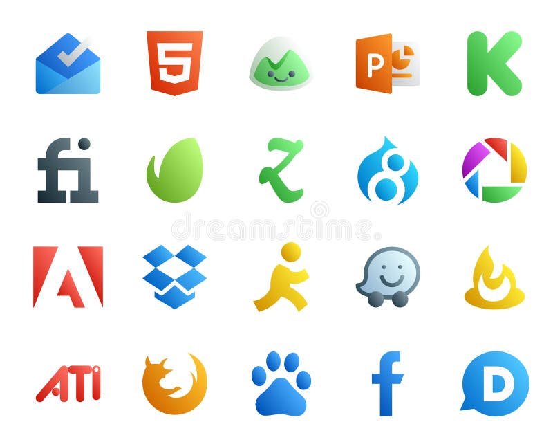 20 Social Media Icon Pack Including Browser. Ati. Drupal. Feedburner ...