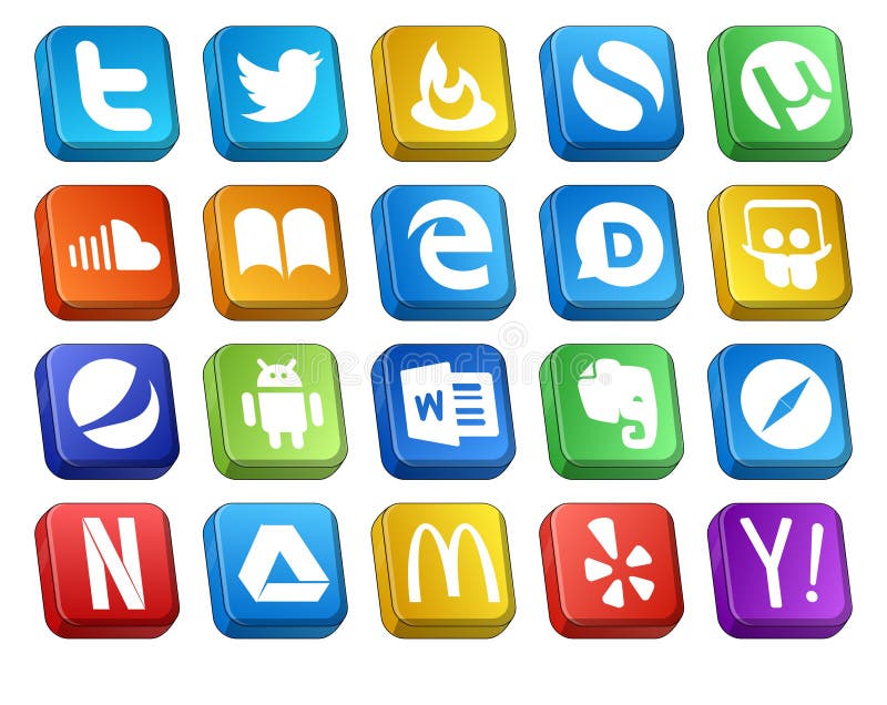 20 Social Media Icon Pack Including Browser. Evernote. Ibooks. Word ...