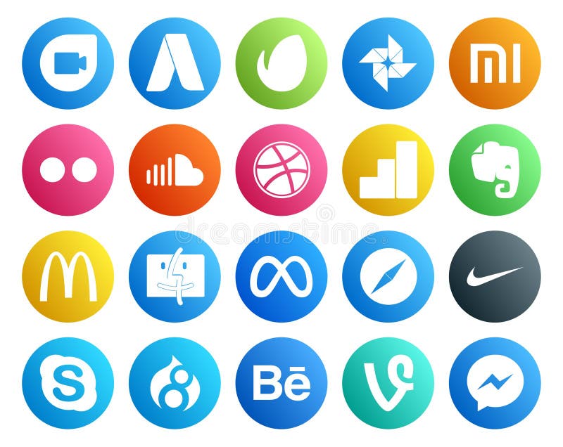 20 Social Media Icon Pack Including Browser. Facebook. Music. Meta ...
