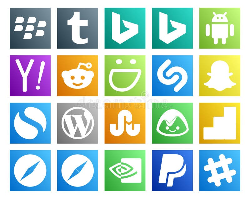 20 Social Media Icon Pack Including Browser. Google Analytics. Shazam ...
