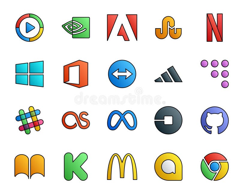 20 Social Media Icon Pack Including Car. Facebook. Teamviewer. Meta ...