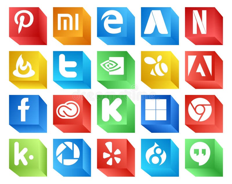 20 Social Media Icon Pack Including Chrome. Kickstarter. Nvidia. Adobe ...