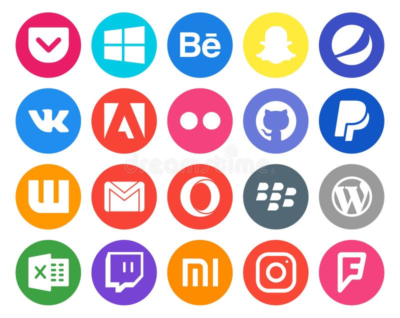 20 Social Media Icon Pack Including Cms. Blackberry. Github. Opera ...