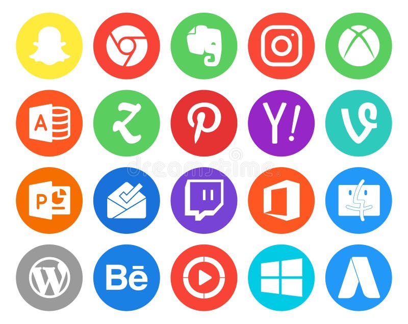 20 Social Media Icon Pack Including Cms. Finder. Yahoo. Office ...
