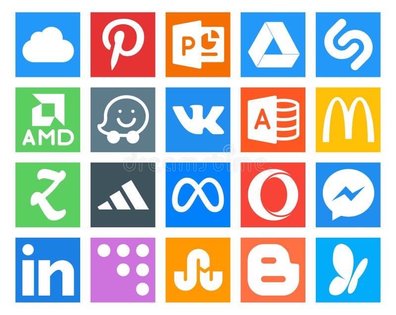 20 Social Media Icon Pack Including Coderwall. Messenger. Microsoft ...